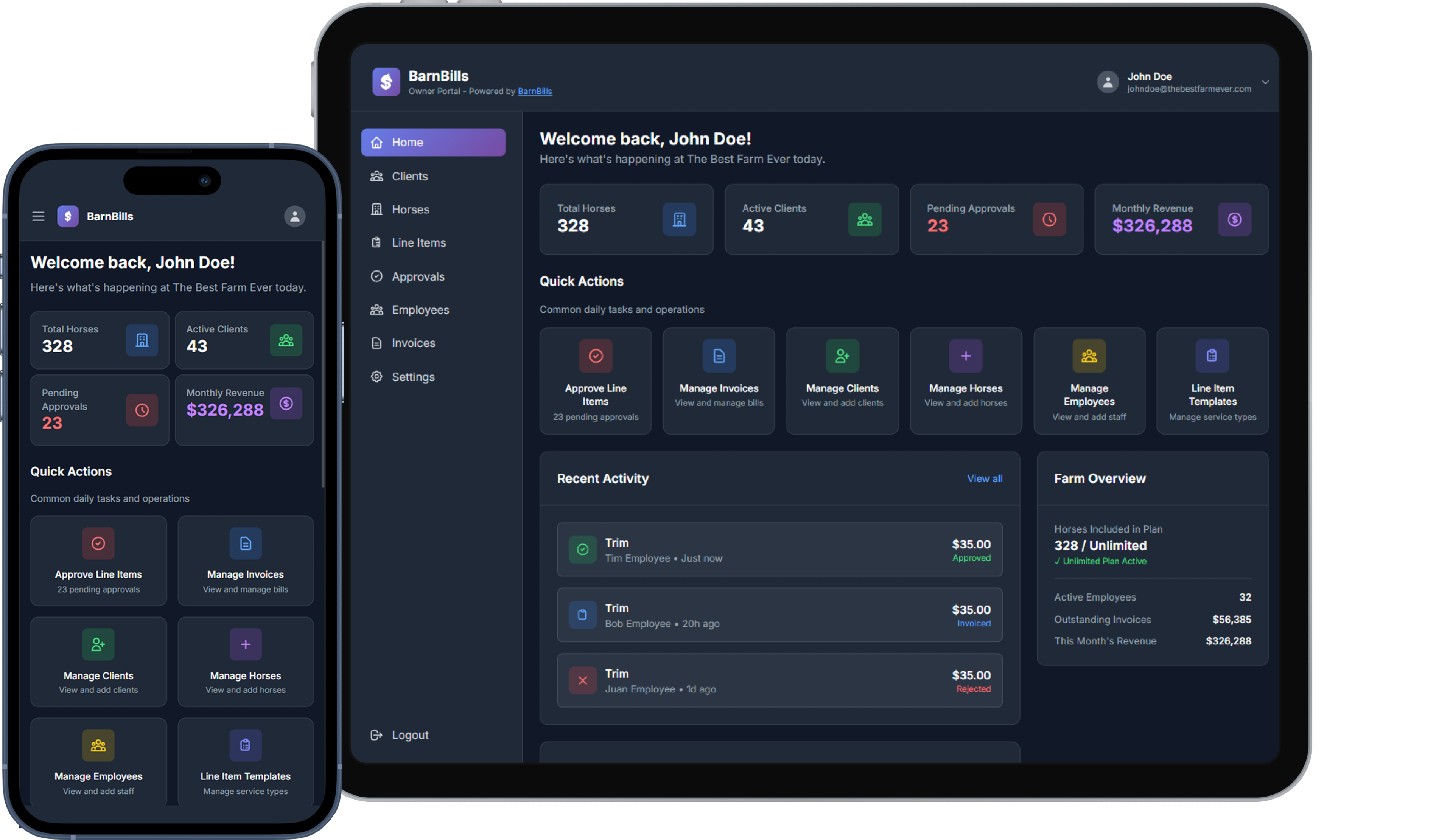 BarnBills - Automated Horse Farm Management & Billing Software